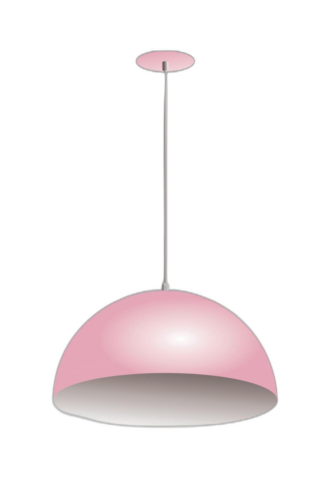 Lustre Pendente Meia Lua Orby 40cm Rosa com Branco Rrjv | MadeiraMadeira
