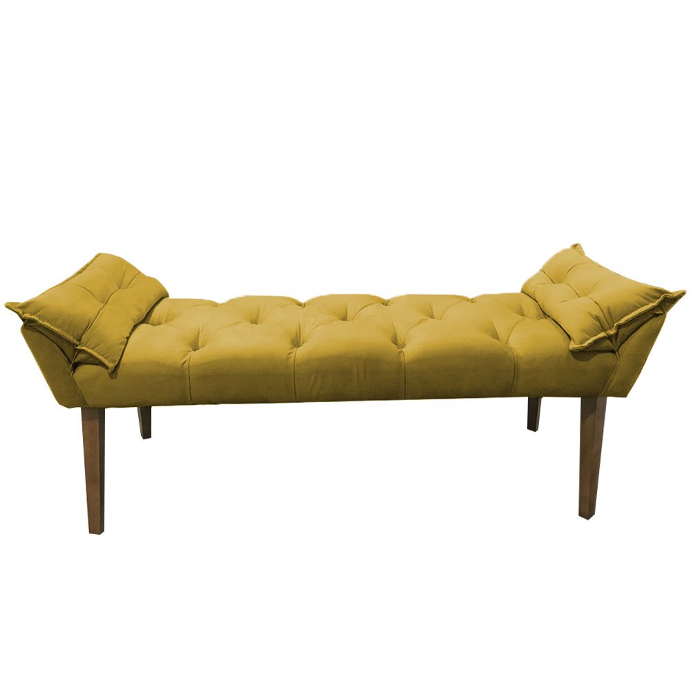 Banco Paris 120x Suede Amarelo - Dominic Decor | MadeiraMadeira