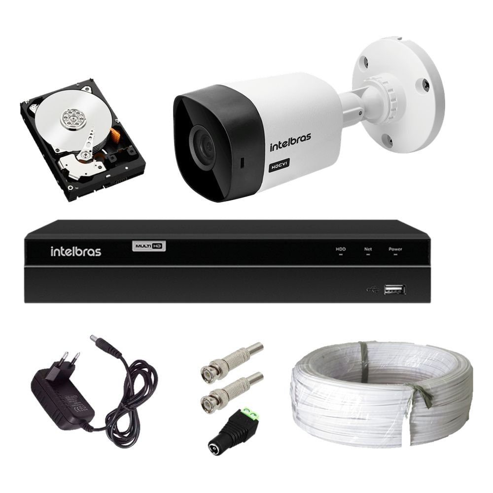 Kit Completo Intelbras 1 Câmera de Segurança 720p Bullet 1120B 20 ...
