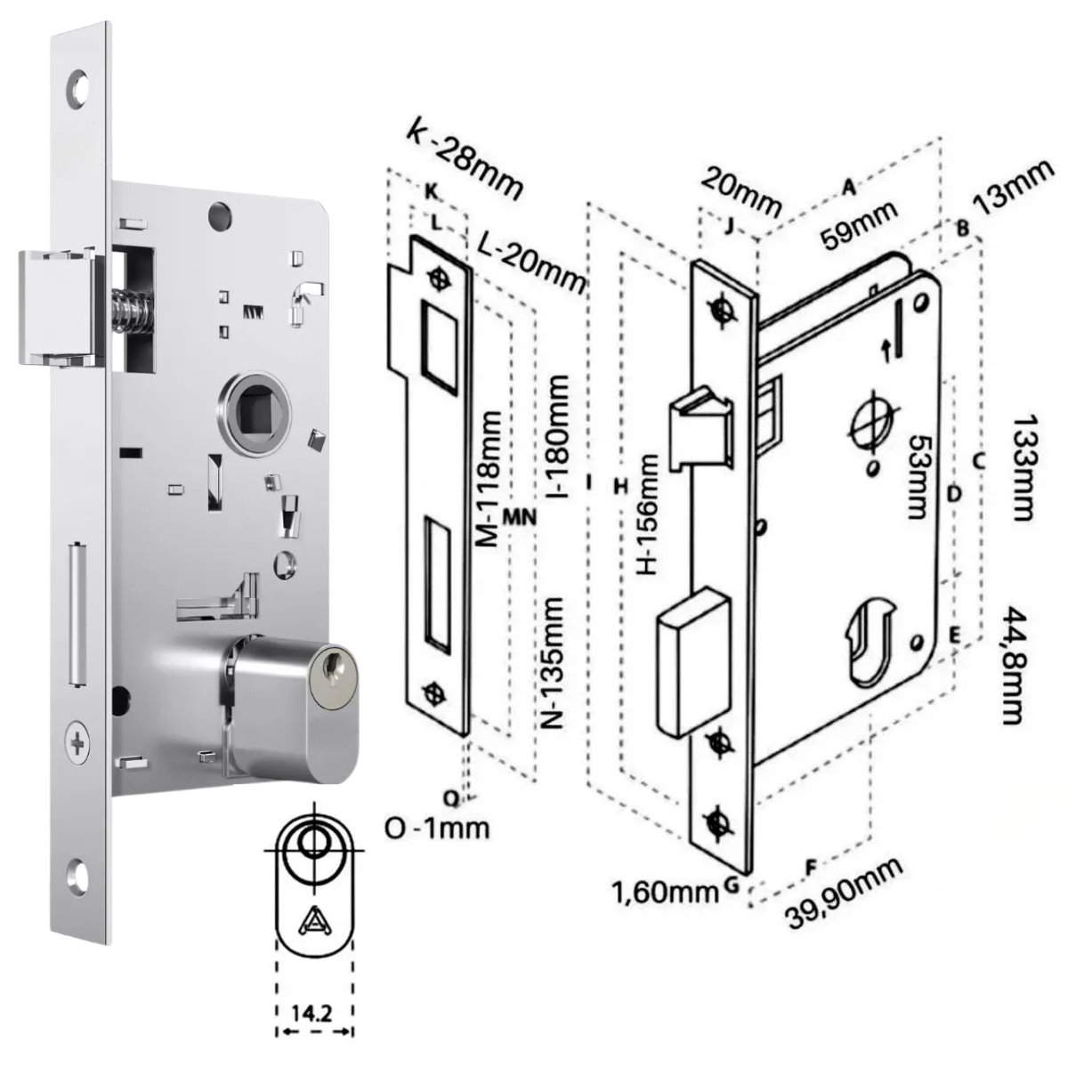 Fechadura para Porta Externa Perfil Aredondado Aço Inox Polido Cromado ...