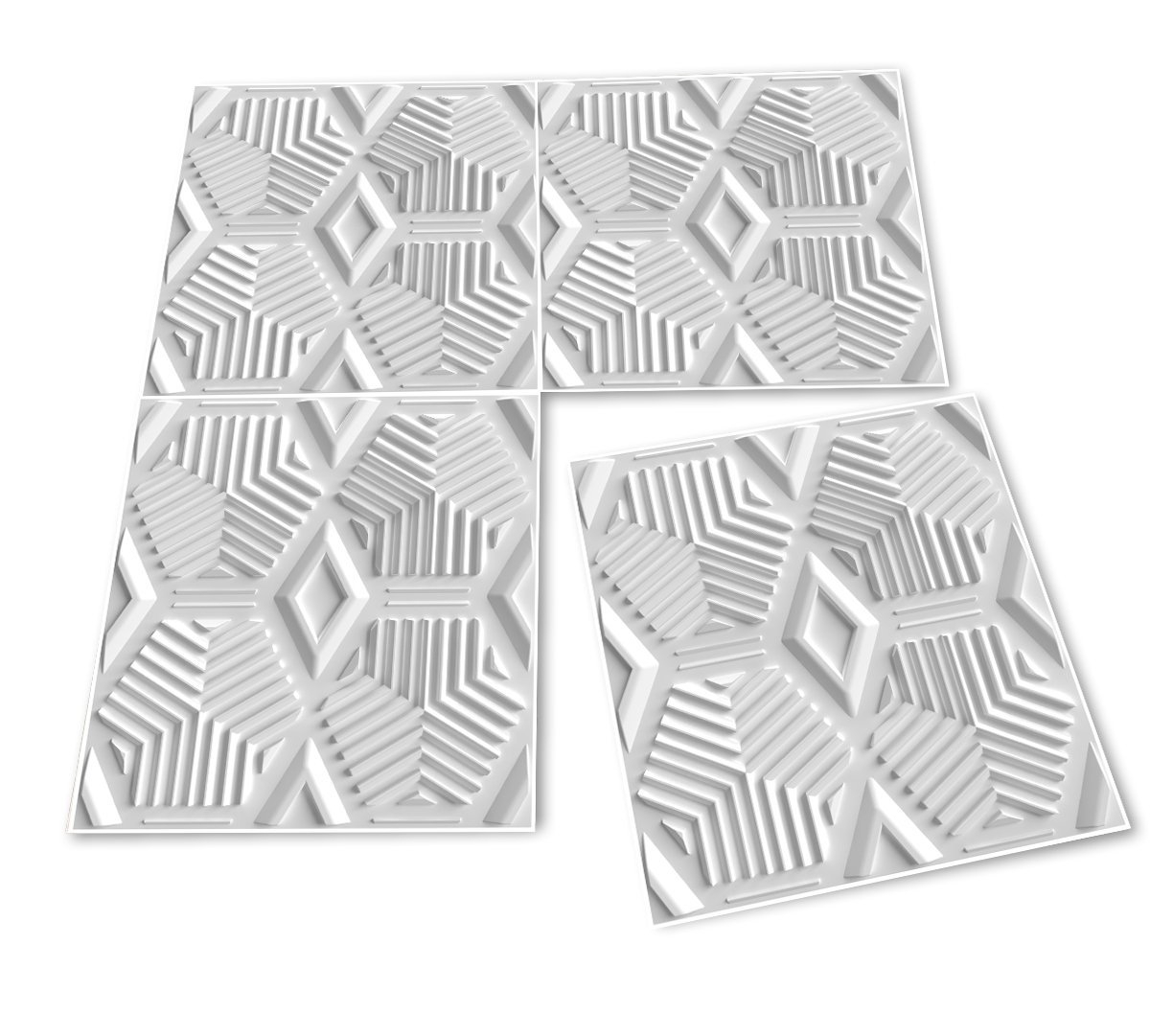 Kit com 12 Placas Hexagonal 3D Revestimento de Parede Branco 50x50cm ...