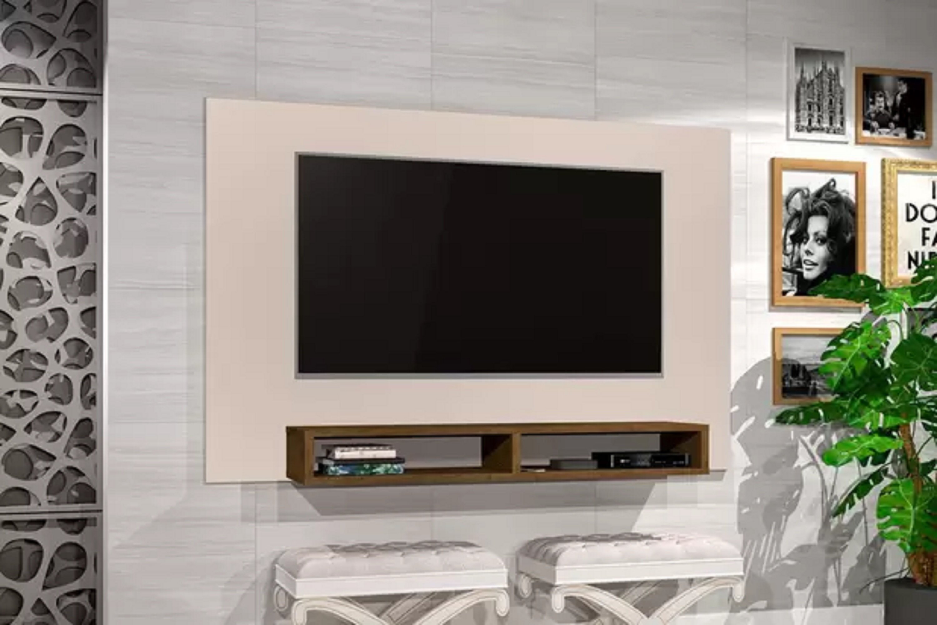 Painel TV até 42" Polegadas 2 Nichos Manhattan J&A Móveis Jequitibá/Off ...