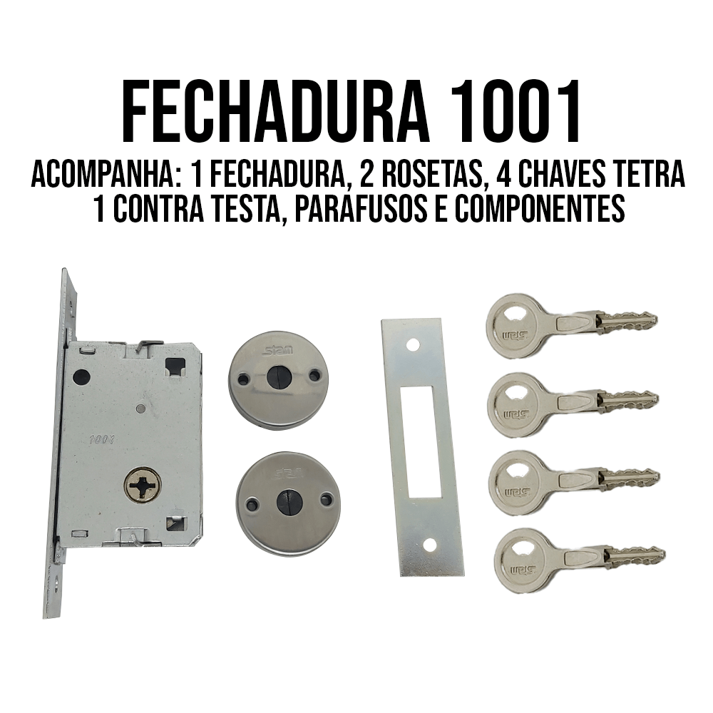 Fechadura Auxiliar Tetra 1001 Porta Externa 4 Chaves Inox Stam Fech ...