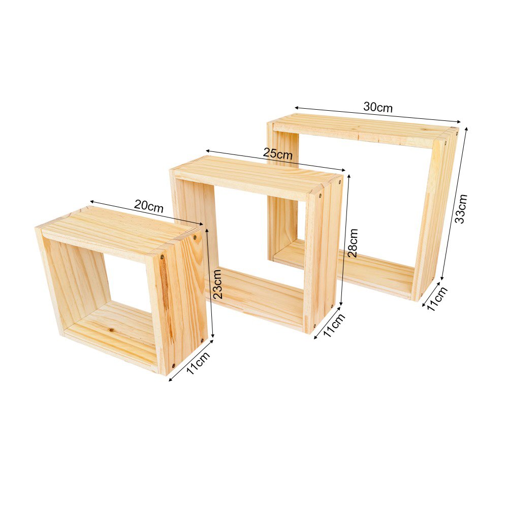 Kit 3 Nichos Decorativos P-m-g Madeira Pinus Cor Natural | MadeiraMadeira