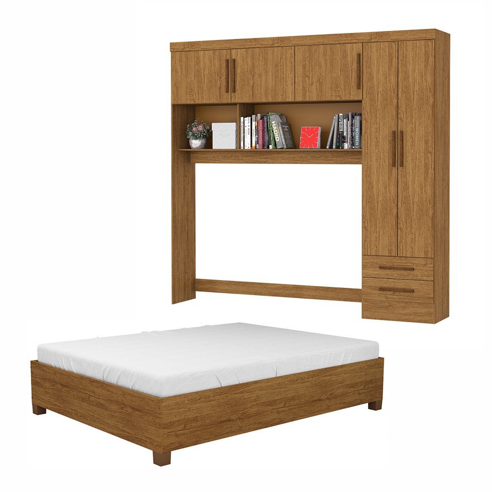 Guarda Roupa Modulado com Cama Paris 5 Portas 2 Gavetas | MadeiraMadeira