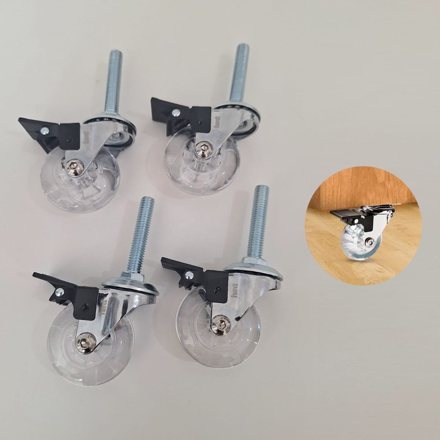 Rodízio de Silicone Pino Rosca 3/8 com Trava 35mm Hardt 4 Unidades ...