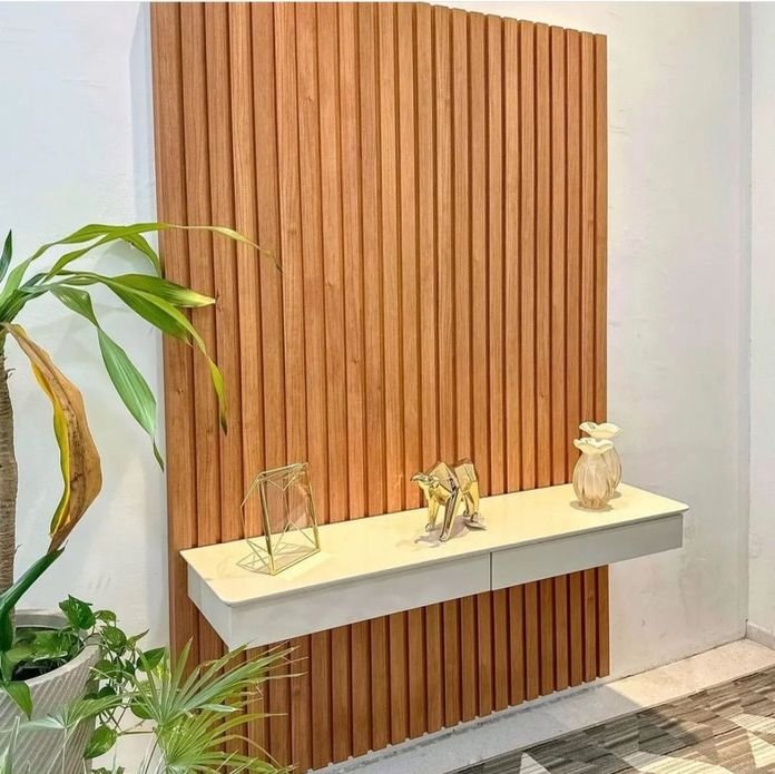 Aparador Ripado Slim 1.4 Nature/off White | MadeiraMadeira