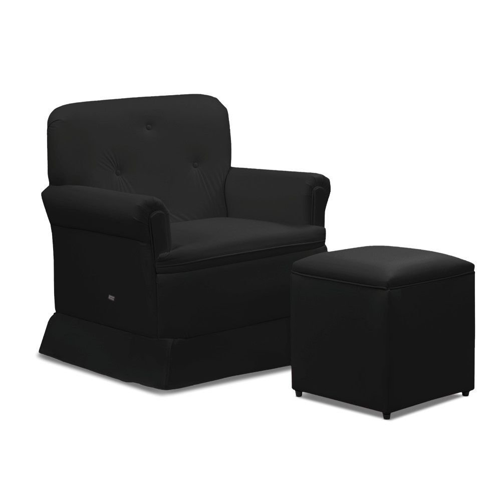 Poltrona de Amamentação Base Balanço e Puff Lígia Sintético Preto E03 ...