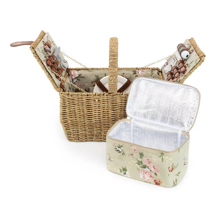 Cesta de Piquenique Completa em Vime 25 Peças Picnic | MadeiraMadeira