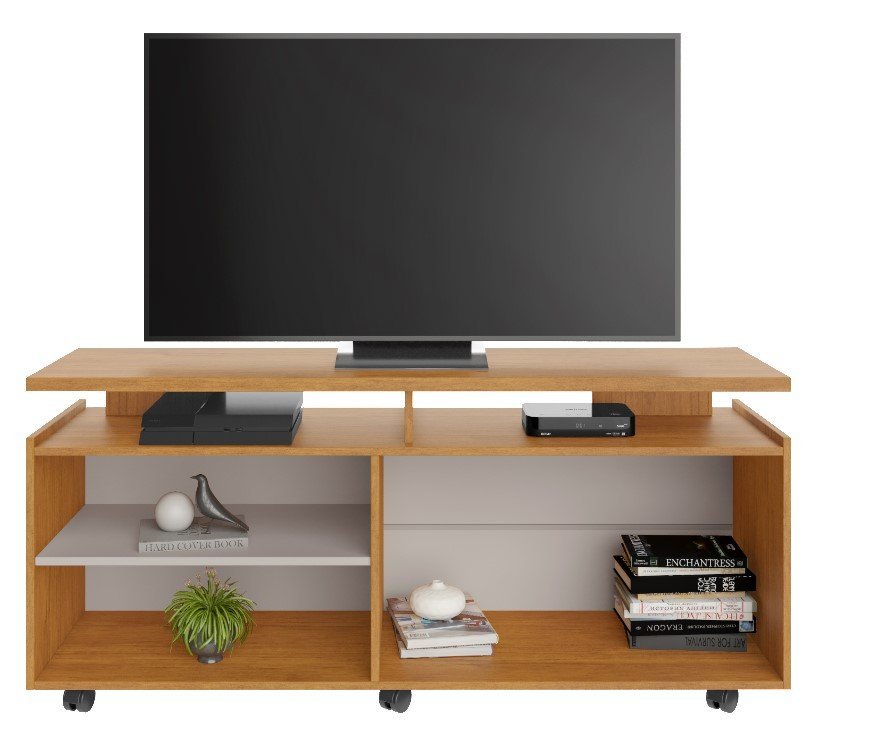 Rack para TV até 55'' Polegadas Ilustre JCM Móveis Cinamomo/Off White ...