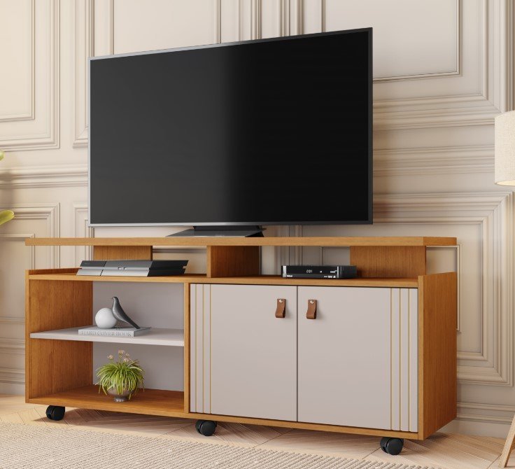 Rack para Tv até 55'' Polegadas Ilustre Jcm Móveis Cinamomo/off White ...