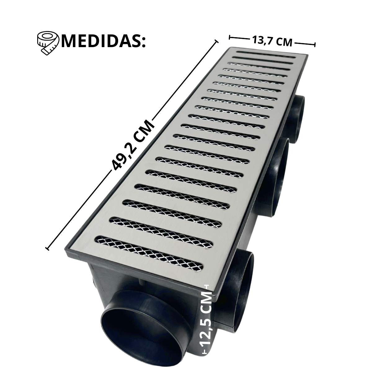 Ralo Completo Externo 15x50 Inox 304 com Tela e 11 Saídas | MadeiraMadeira