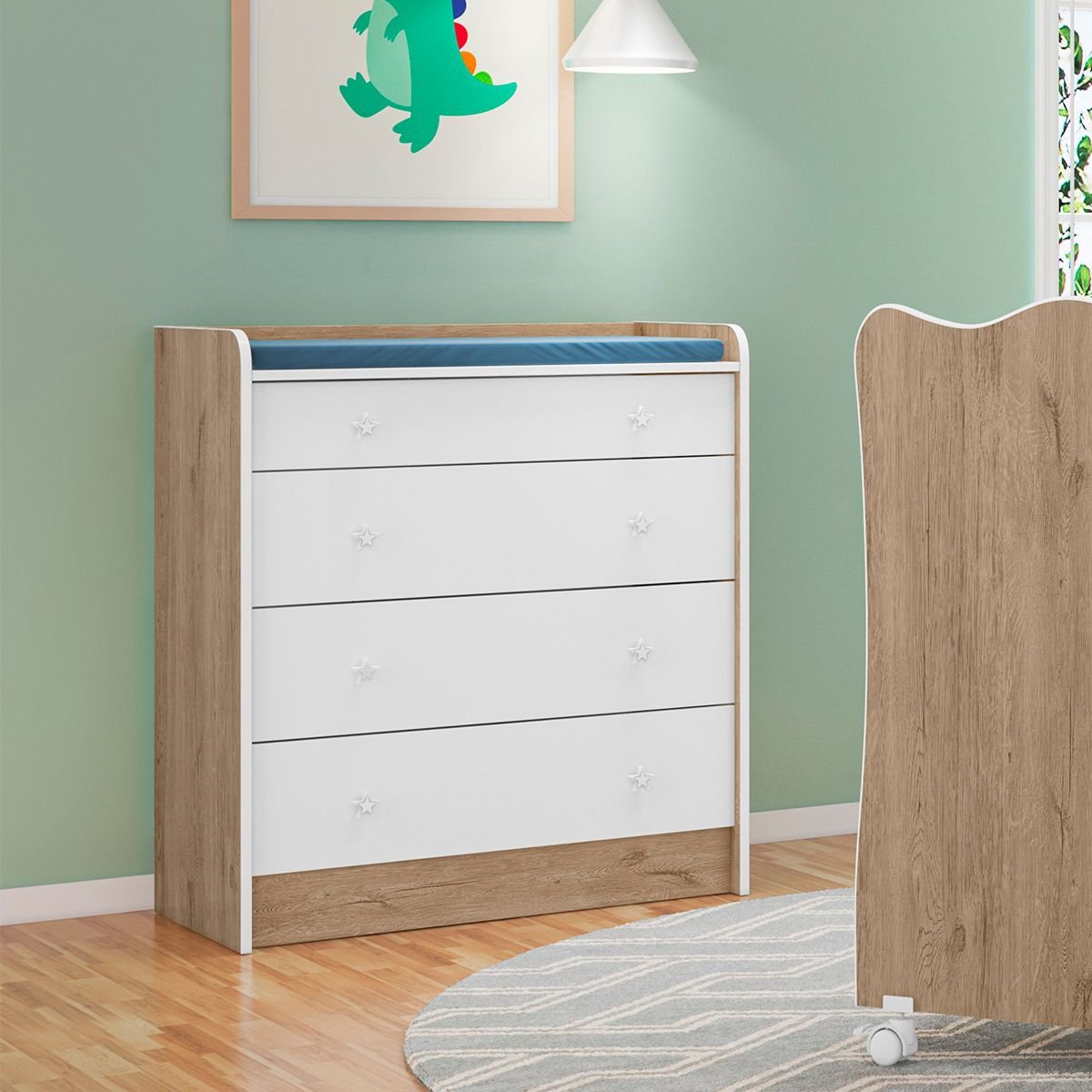 Comoda Infantil com Trocador 4 Gavetas Brilhar Q01 - Amarena Móveis ...
