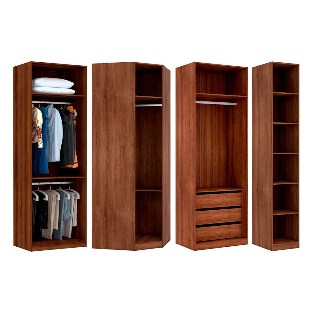 Guarda Roupa de Canto Casal 6 Portas e 3 Gavetas com Espelho Prime ...