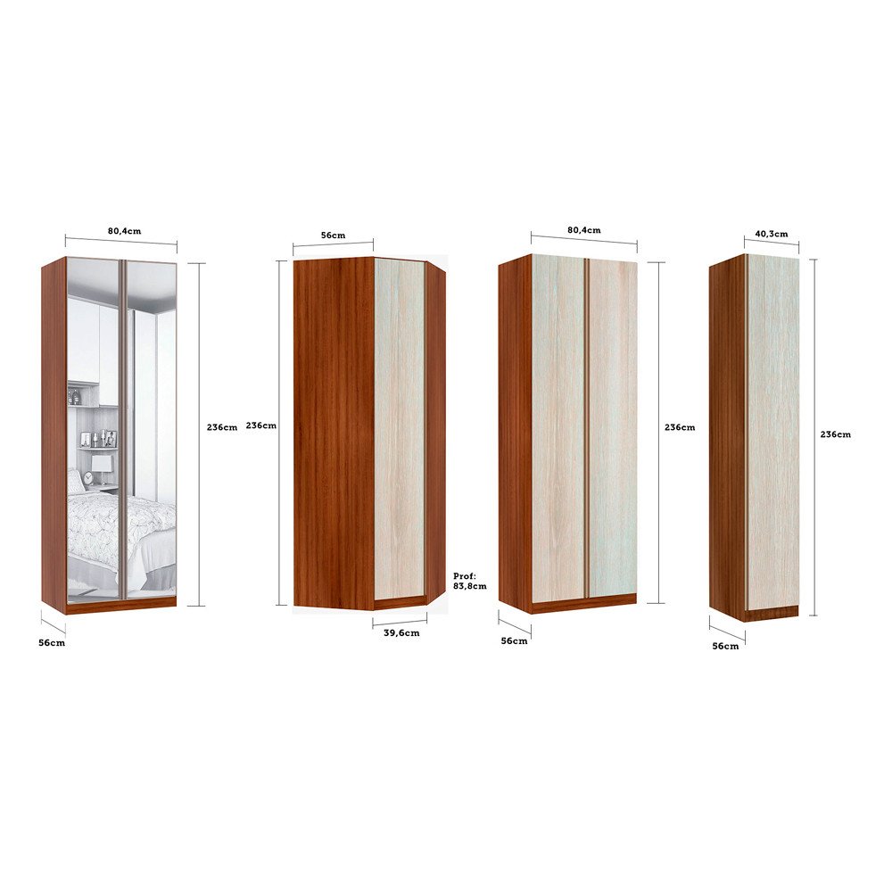 Guarda Roupa de Canto Casal 6 Portas e 3 Gavetas com Espelho Prime ...