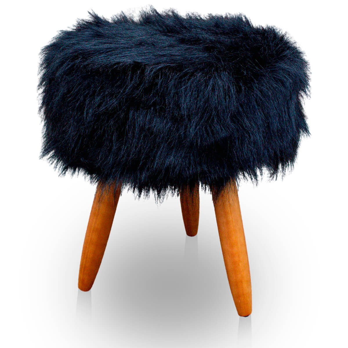 Puff Redondo Pelúcia Preto para Sala e Quarto - Lh Decor Los Hermanos ...