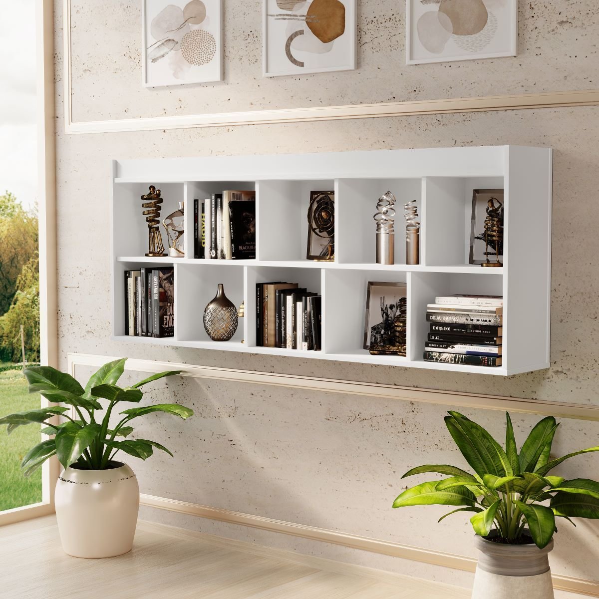 Armário Multiuso Estante Duplo Horizontal 10 Nichos em Mdf | MadeiraMadeira