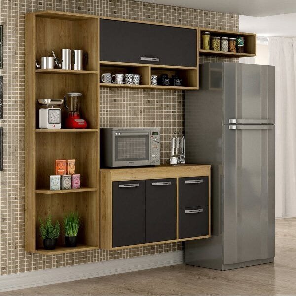 Armário de Cozinha 3 Portas e 2 Gavetas Cristal Sallêto Móveis ...