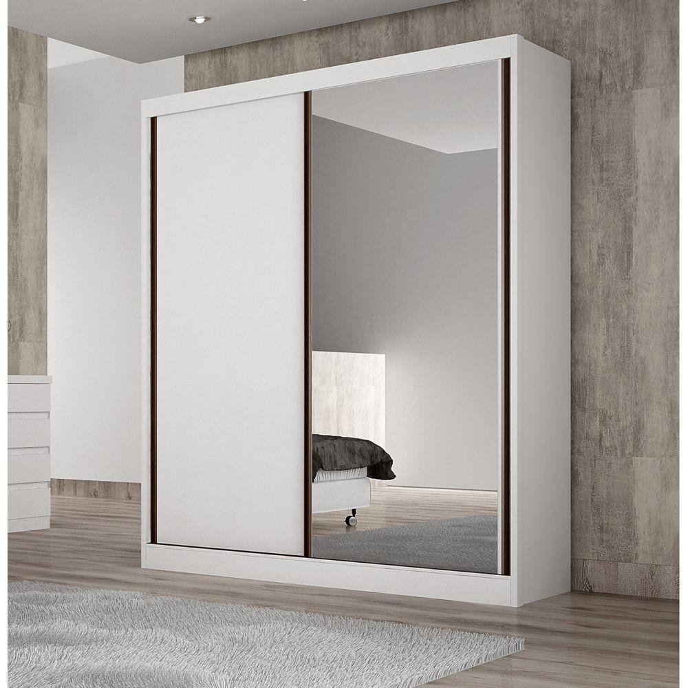 Guarda Roupa Solteiro com Espelho 2 Portas Virtus Branco | MadeiraMadeira