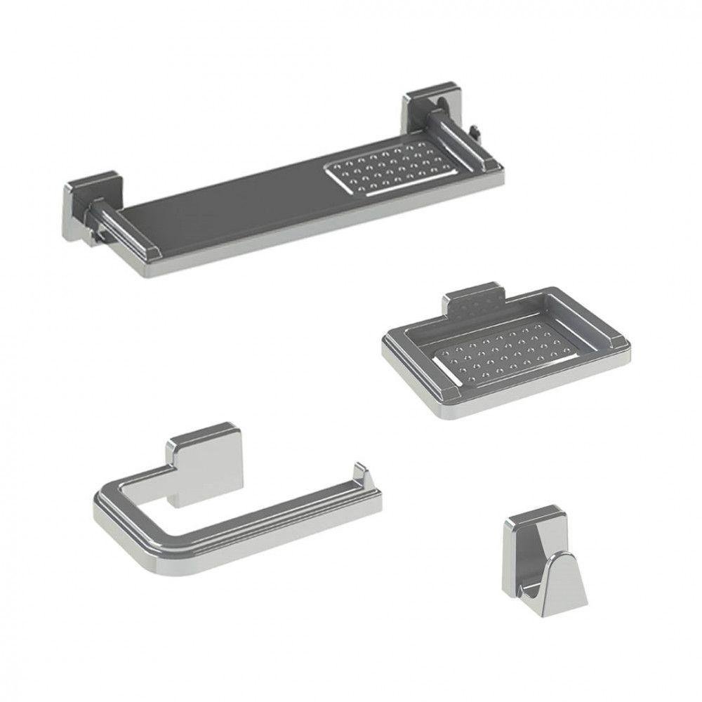 Kit Plast com 4 Peças Cromado | MadeiraMadeira