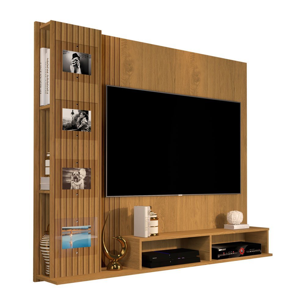 Painel Suspenso Moderno 1.60m para TVs Até 50 Polegadas com porta retrato - Estrela Wood ...