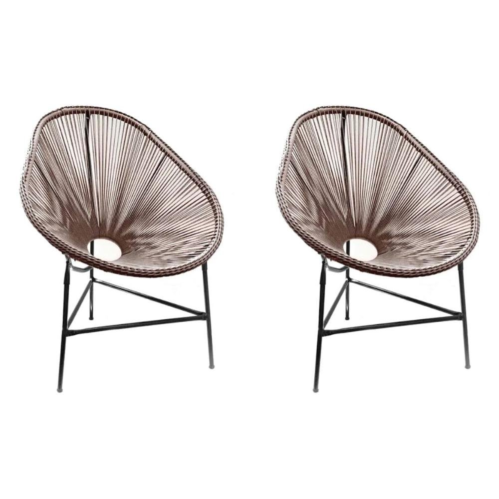 Kit 2 Cadeiras Acapulco Jardim Moderno e Confortável Marrom ...