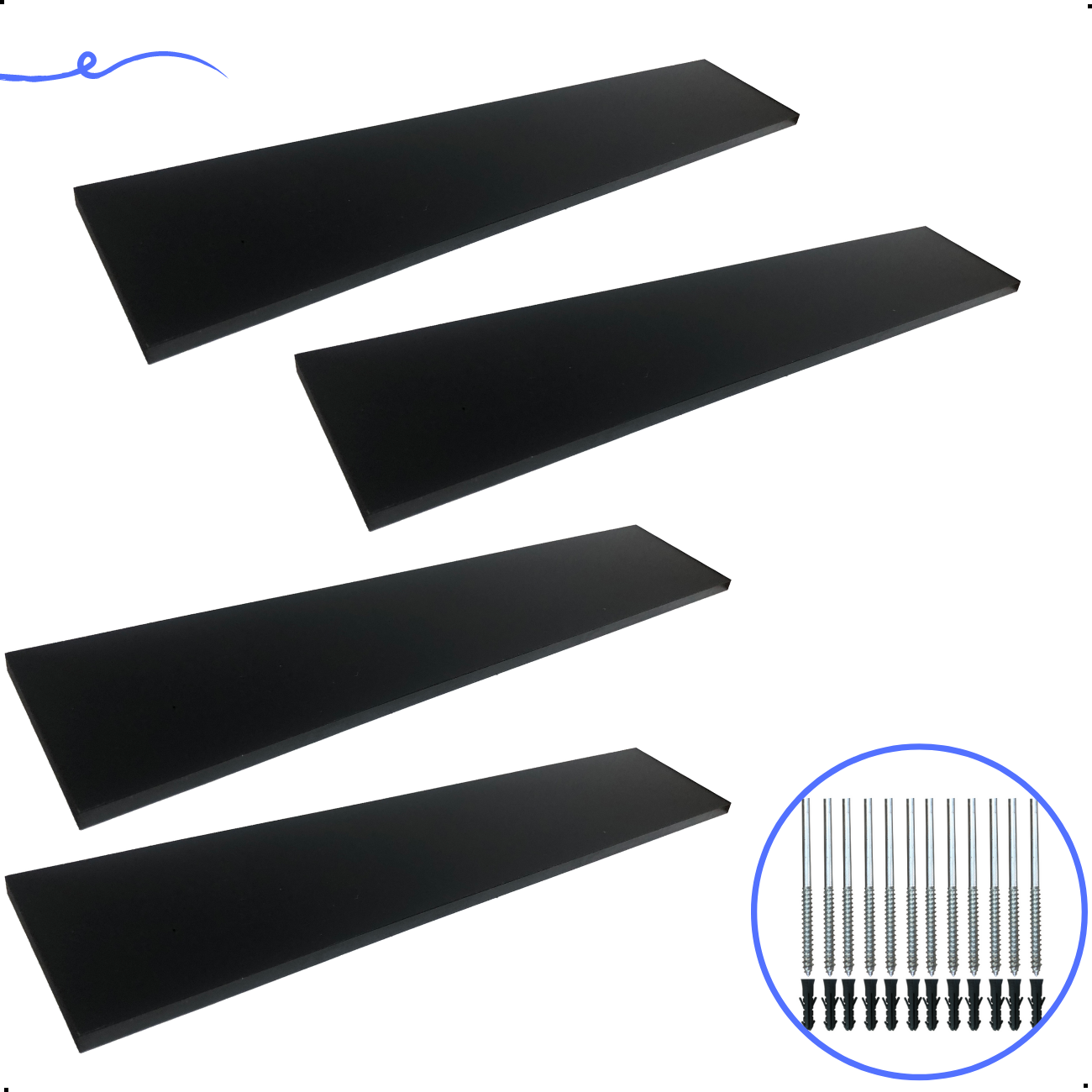 Kit 4 Prateleira Preta 80X15 + Suporte Flutuante Mdf Organizadora ...