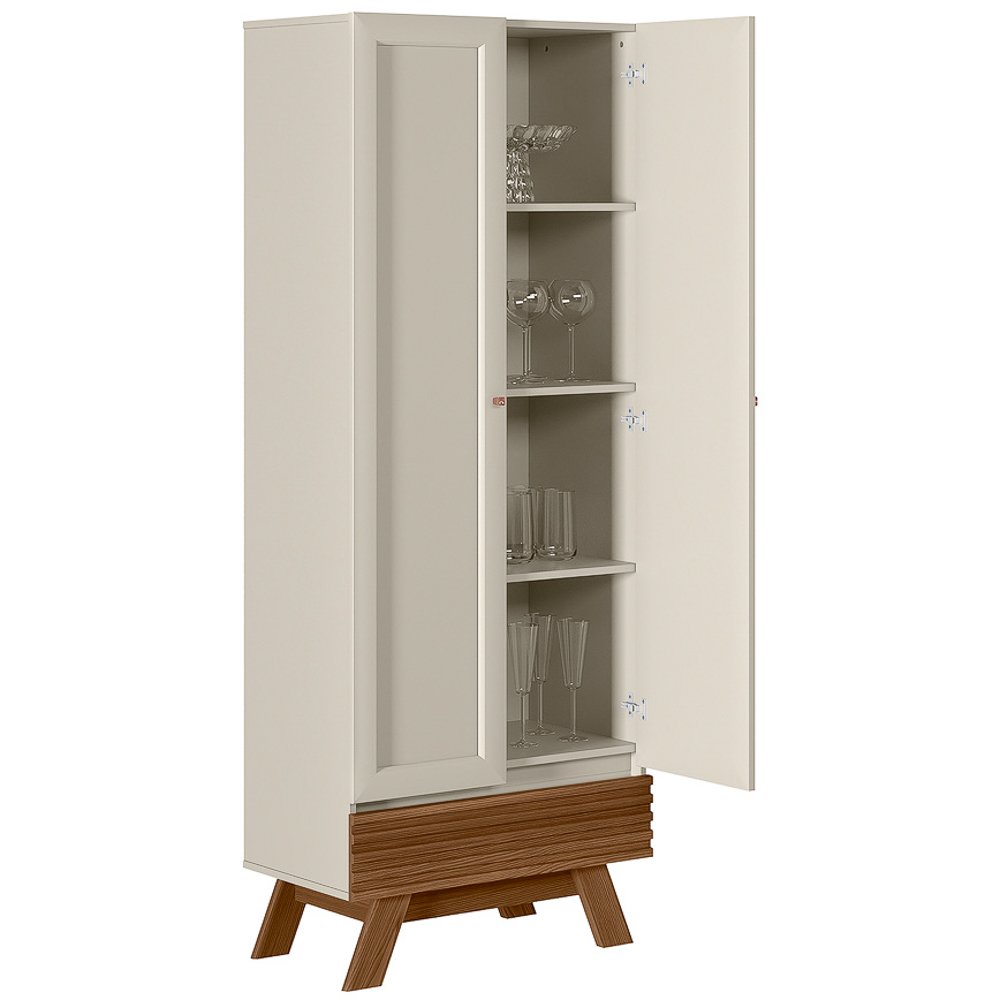 Armário Multiuso 2 Portas 1 Gaveta Pés Retrô Bariloche L06 Freijó/Off White - Mpozenato ...