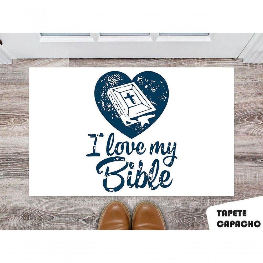 Tapete Capacho Biblia I Love My Bible Azul | MadeiraMadeira