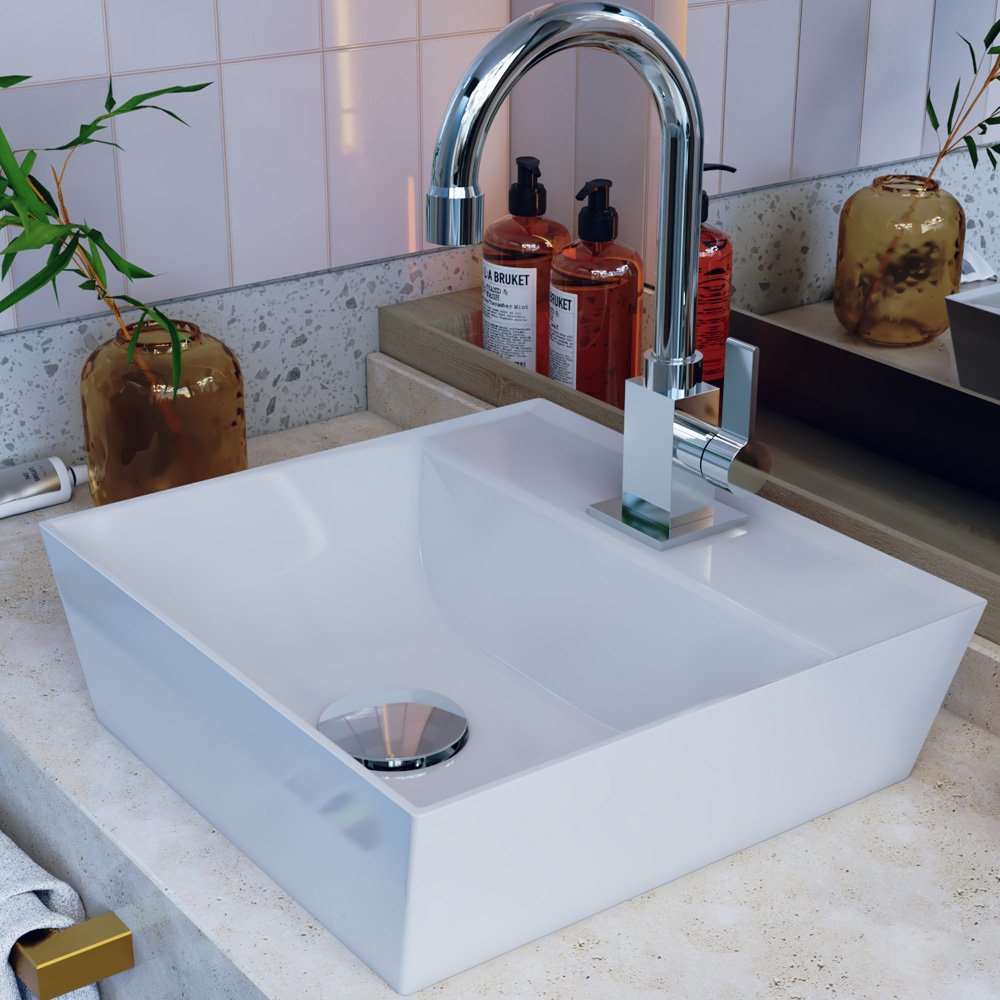 Kit 02 Cubas de Apoio Angular Quadrada para Banheiro Lavabo Volcano C01 ...