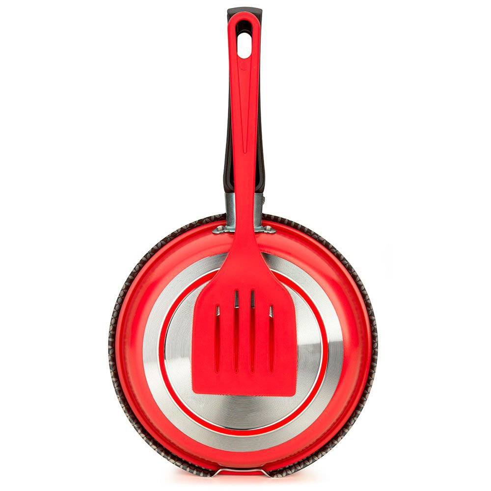 Frigideira Dupla Antiaderente 18 Cm com Espátula Vermelho Essencial ...