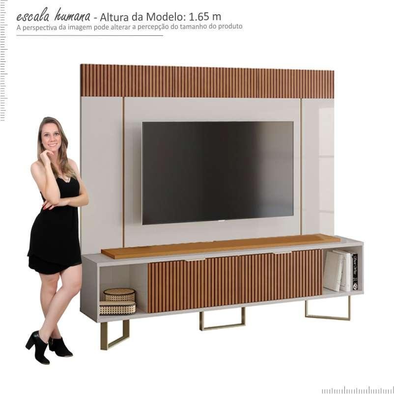 Rack Com Painel Para TV 75 Polegadas Sagary 2.1 EAX Móveis Off White ...