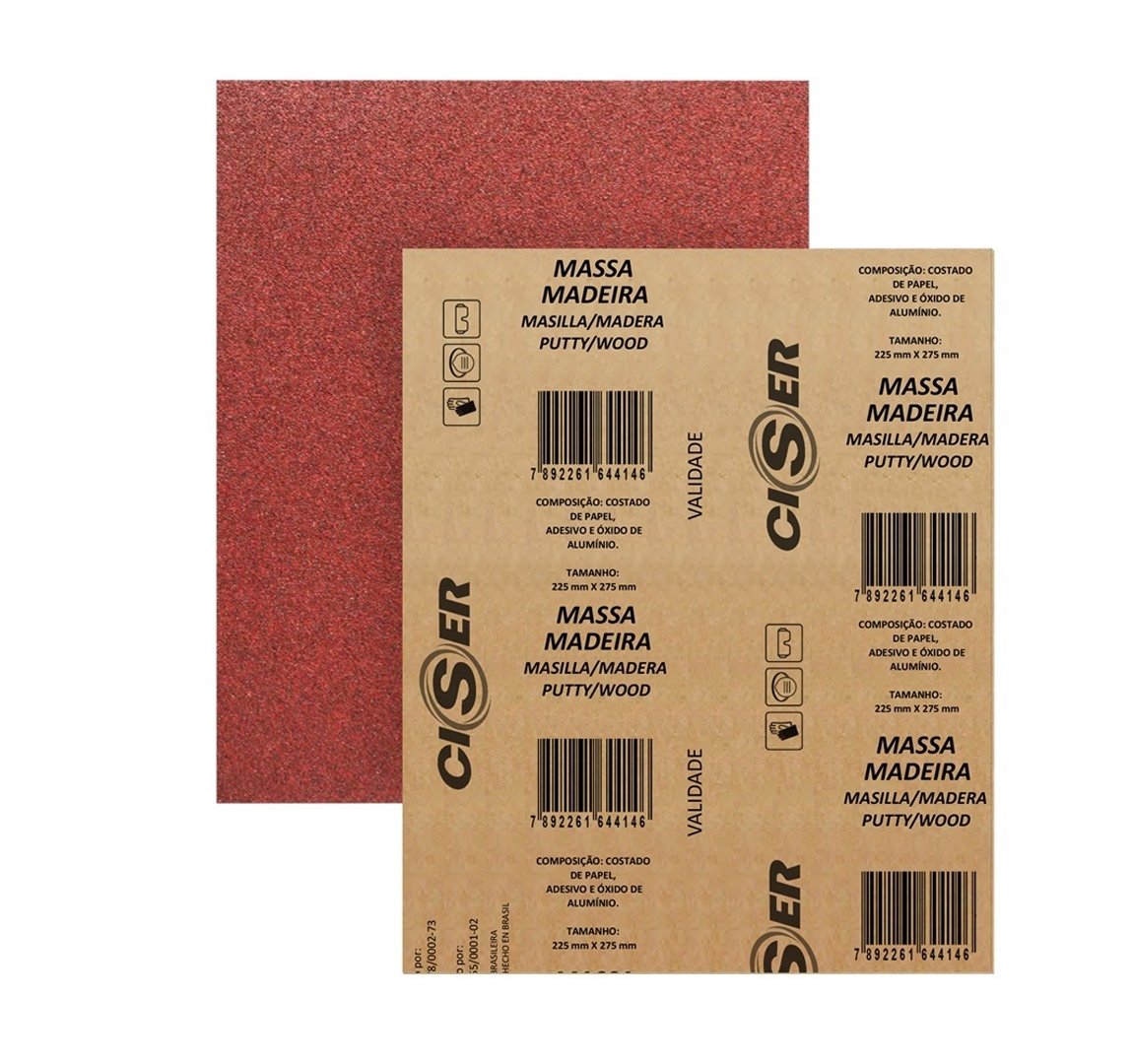 Lixa Folha Massa/madeira Grão 220 225x275 Ciser 10 Unidades ...