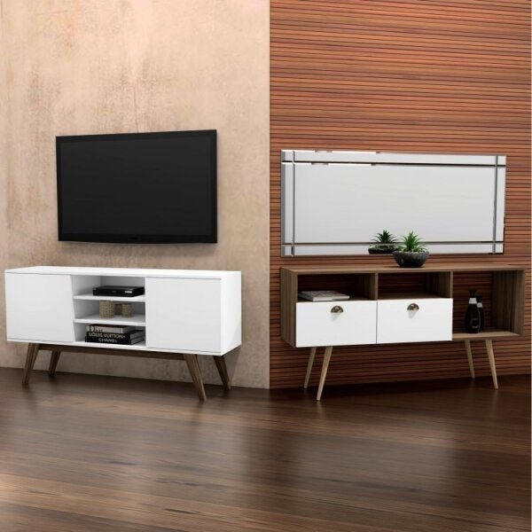 Conjunto para Sala de Estar com Rack para TV até 65 Polegadas e Aparador 2 Portas | MadeiraMadeira