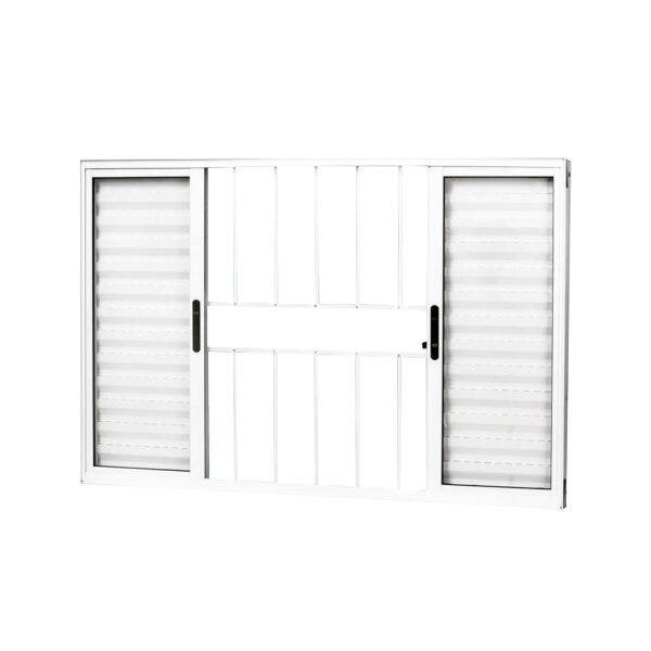 Janela Veneziana Alumínio 6 Folhas com Grade MGM Sólida 100x150cm Vidro ...