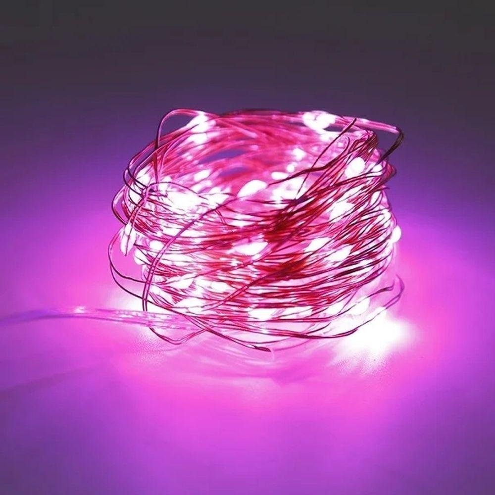 Kit 03 Fio de Fada Led Decoração Cordão Luz 10 Metros Rosa | MadeiraMadeira