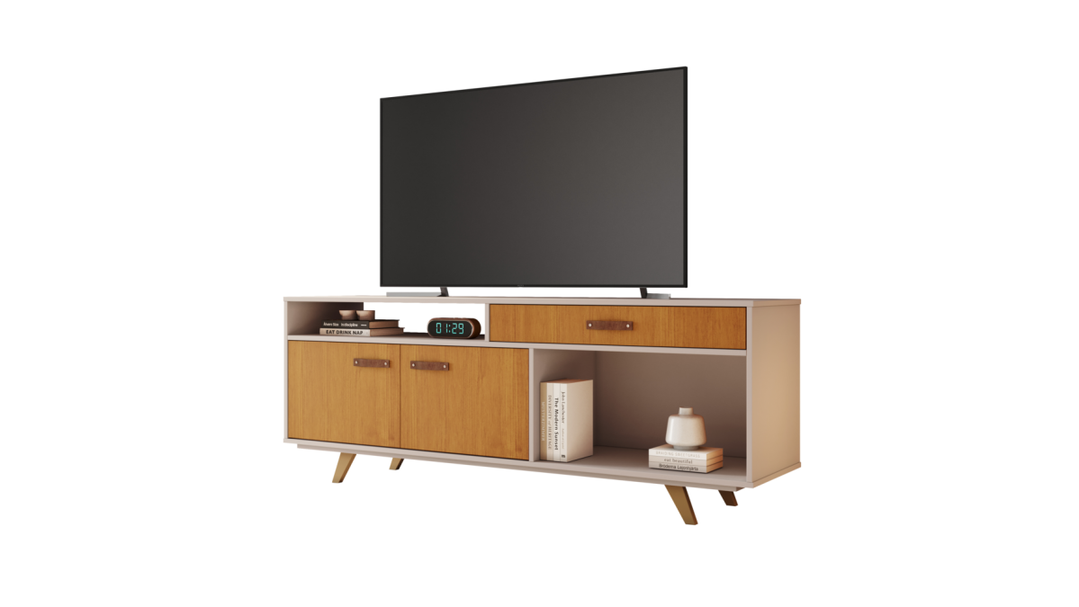 Rack para TV até 65 Polegadas Impar JCM Movelaria Off White/Cinamomo | MadeiraMadeira