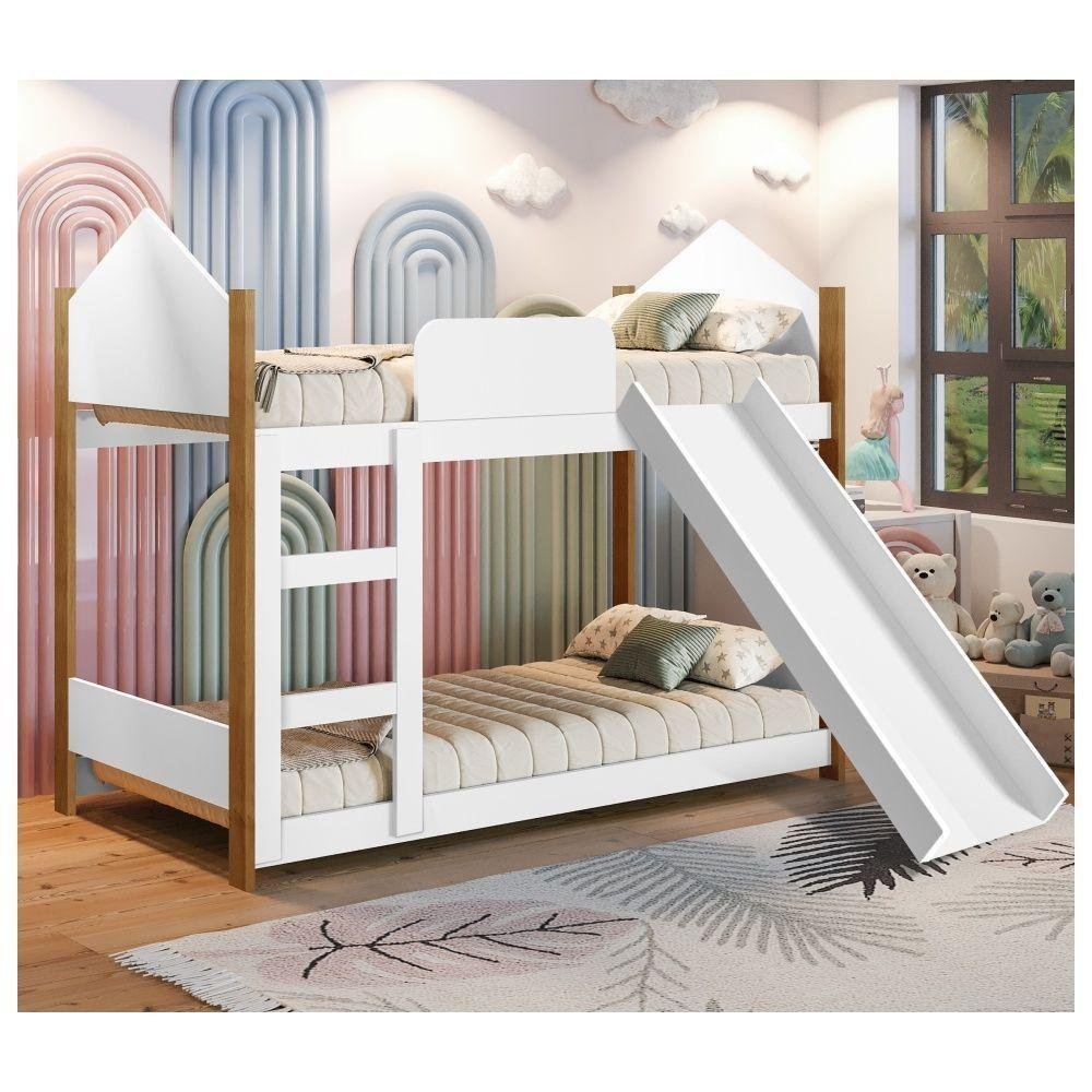 Beliche Infantil Casinha Alice Branco Com Escorregador | MadeiraMadeira