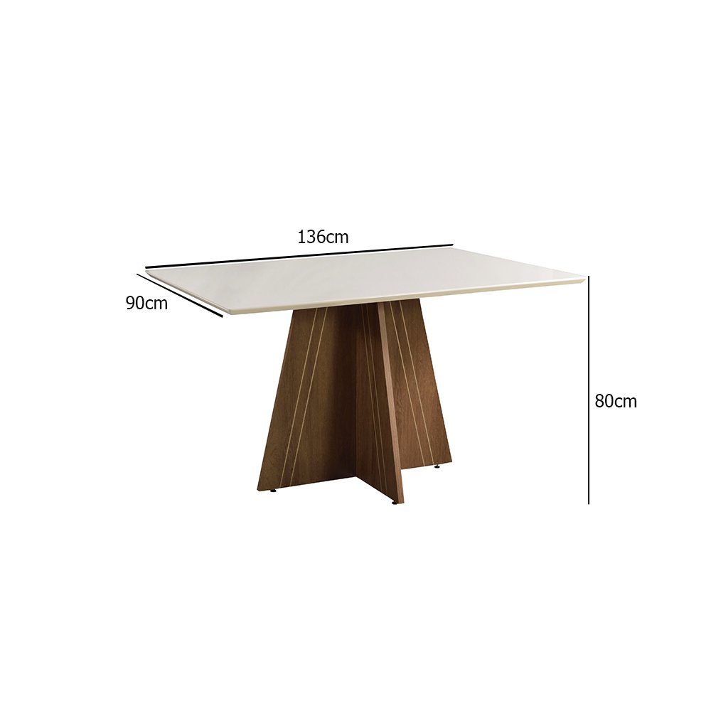 Mesa Retangular Sala de Jantar com 4 Cadeiras Cedro/Off White Dobuê ...