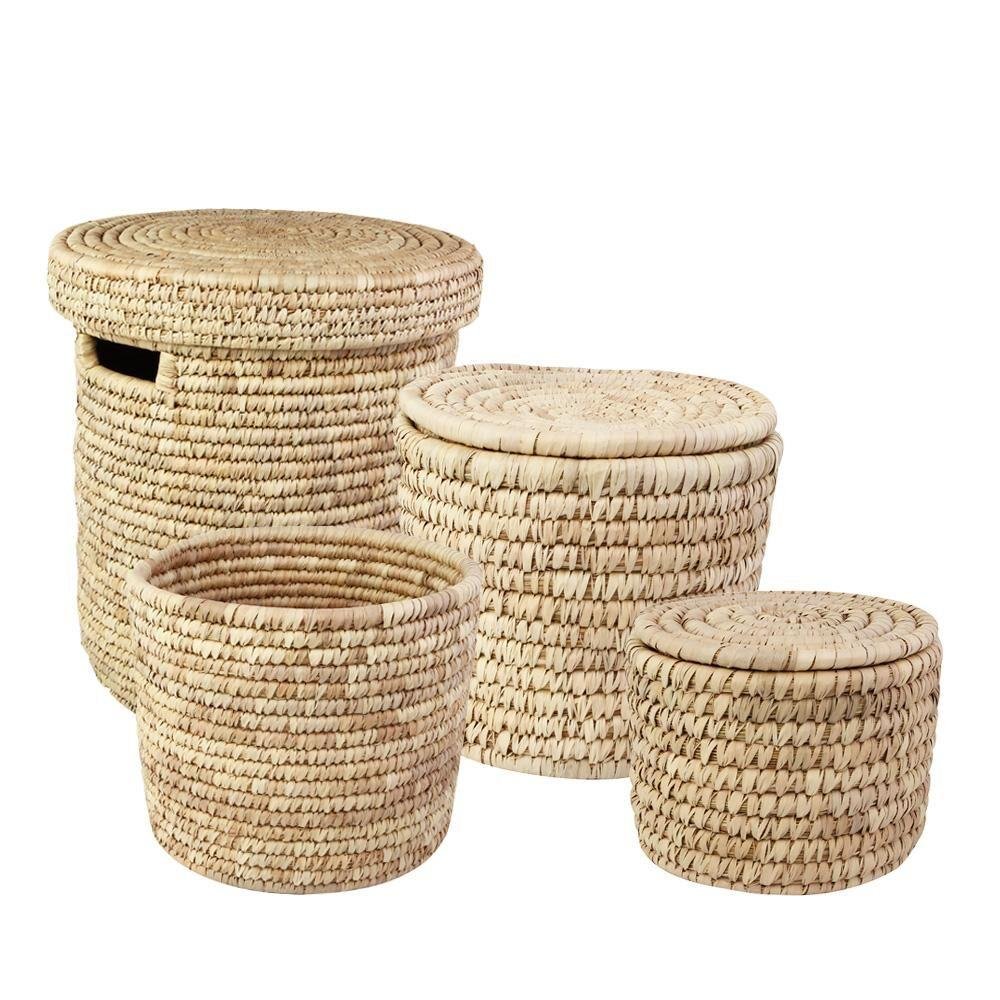 Jogo de Cestos com Tampa Natural 4 Peças - A/CASA | MadeiraMadeira