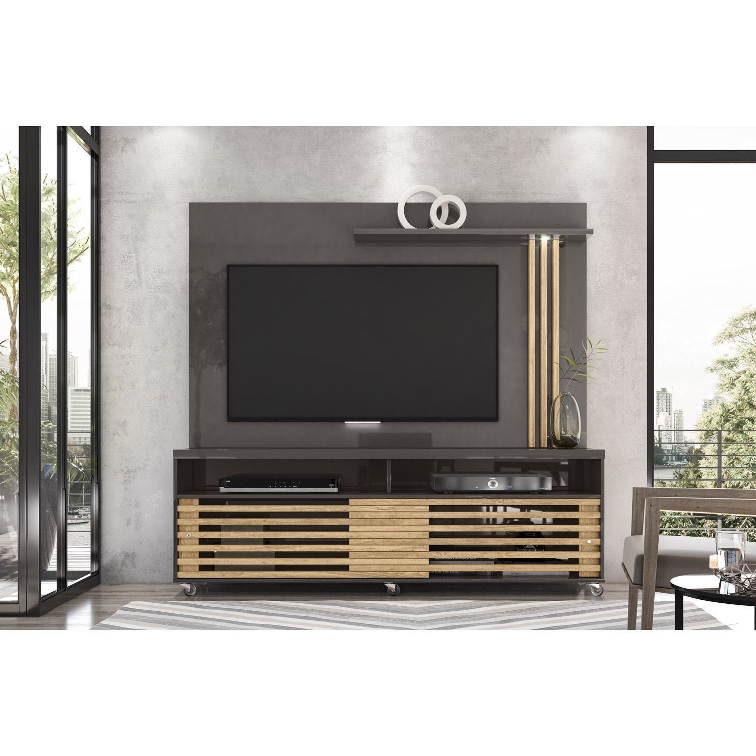 Rack com Painel para TV até 65 Polegadas 2 Portas 2 Nichos 182cm Frizz ...