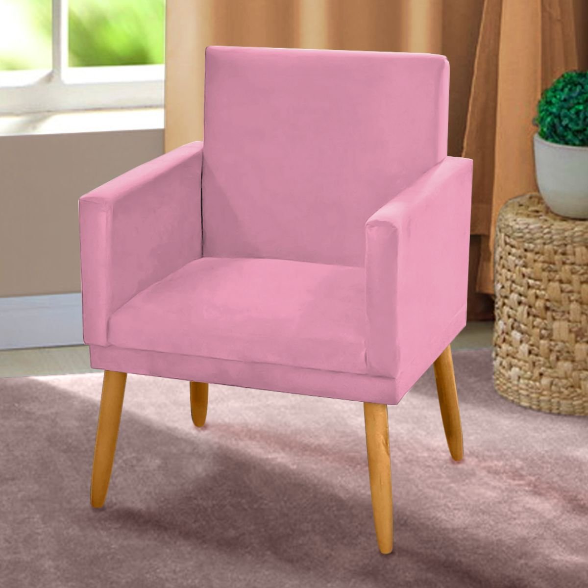 Poltrona Decorativa Nina Recepção Sala de Estar- Aliw Decor: Rosa ...