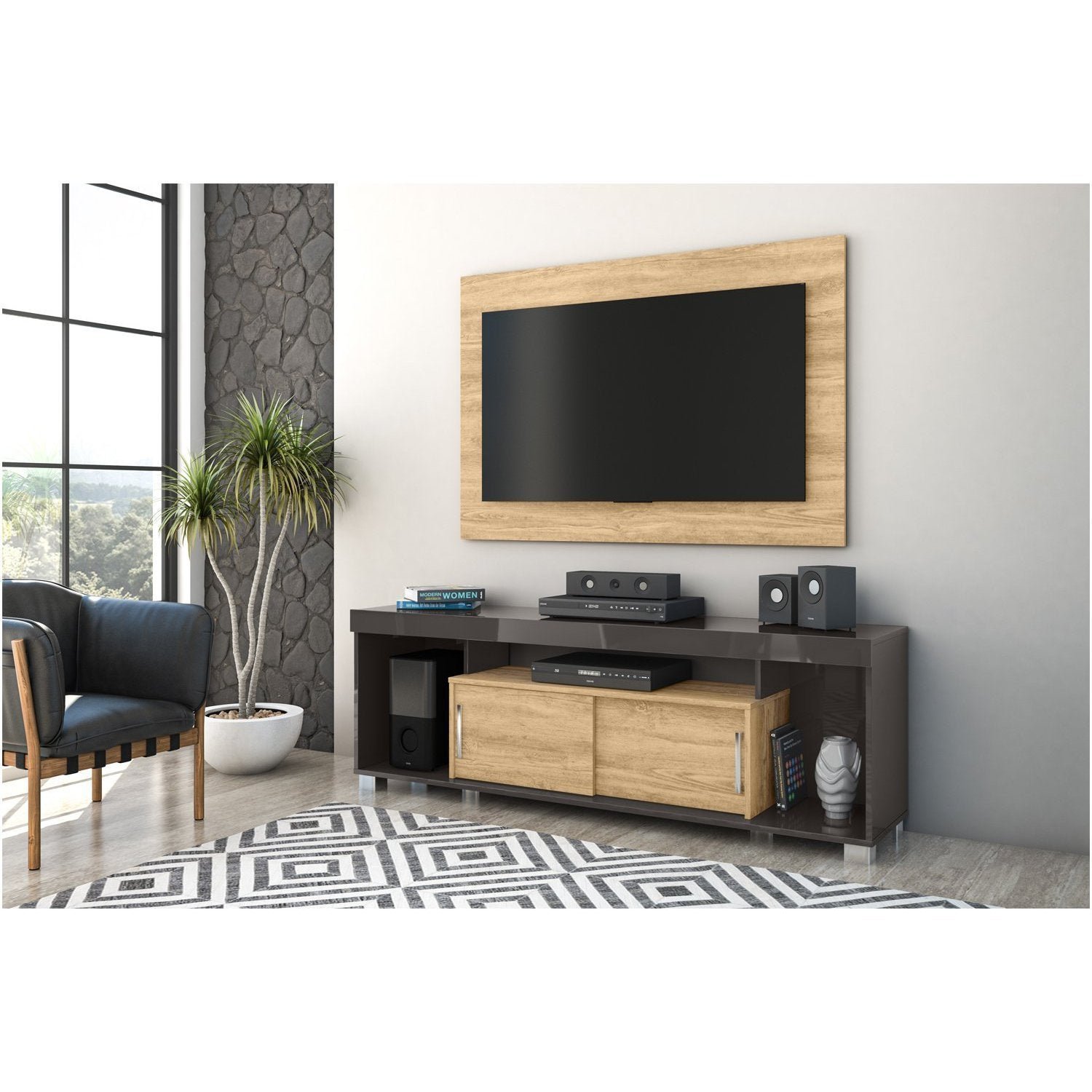 Rack com Painel Para TV até 50 Polegadas 2 Portas Pierre Madetec ...