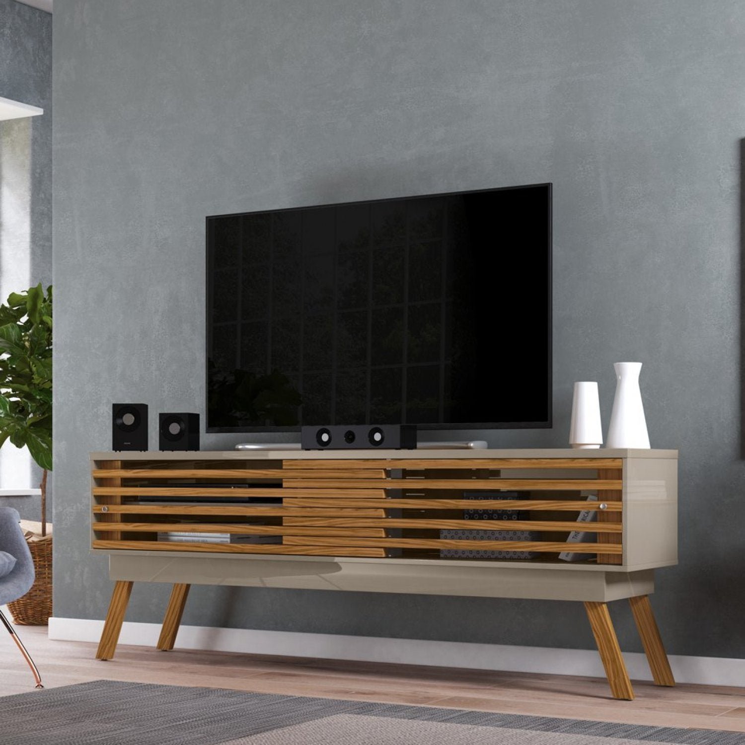 Rack para TV até 75 Polegadas 2 Portas 180cm Frizz 1.8 Madetec ...