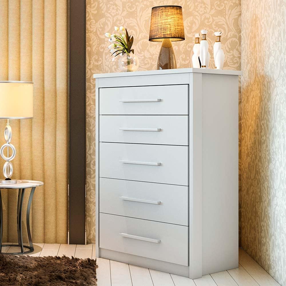 Cômoda Pequena 5 Gavetas Branco Elegance 2087 Batrol | MadeiraMadeira