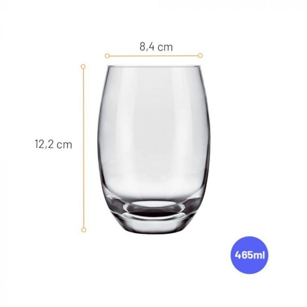 Jogo De Copos Suco Vidro 465Ml Com 12 Peças - Transparente | MadeiraMadeira