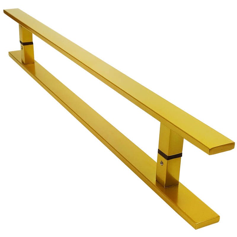 Puxador Para Portas Duplo em Aço Inox Modelo Clean Dourado Metálico ...