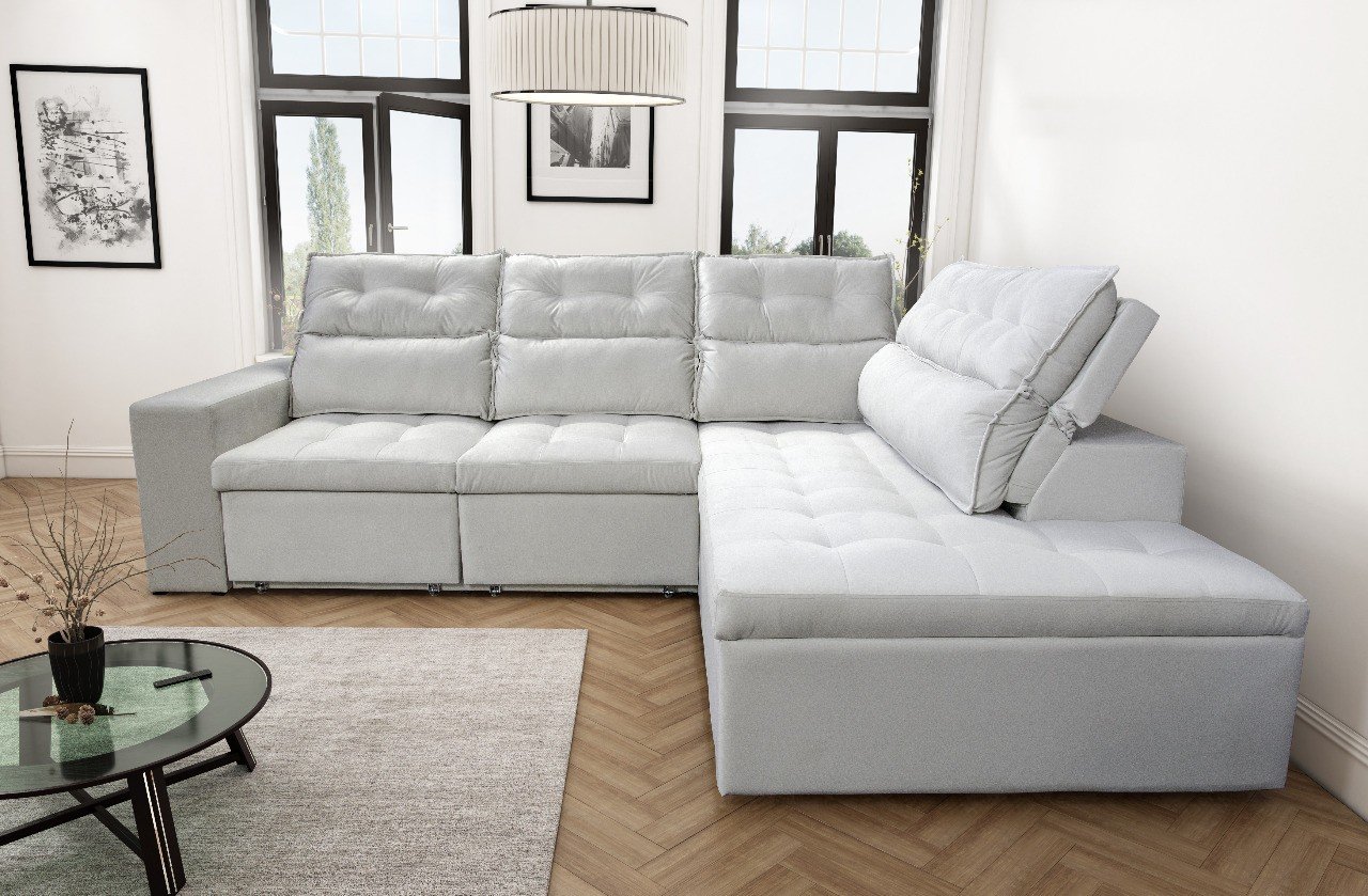 SOFÁ VENEZA CURVA RETRÁTIL COM MOLAS ZIG ZAG 2,75 CM TASCA TASCA ...