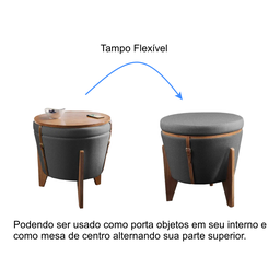 Conjunto Puff Flex Texas linho Cinza | MadeiraMadeira