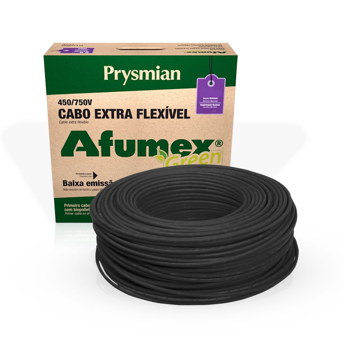 Cabo Flexivel Prysmian Afumex 2,50mm 100m Preto | MadeiraMadeira